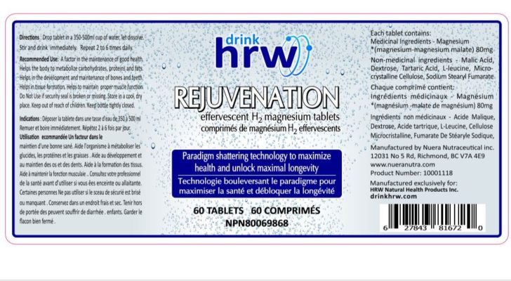 Rejuvenation H2 Hydrogen Rich Water Tablet 8 PPM 60 Ct - Zen Earth